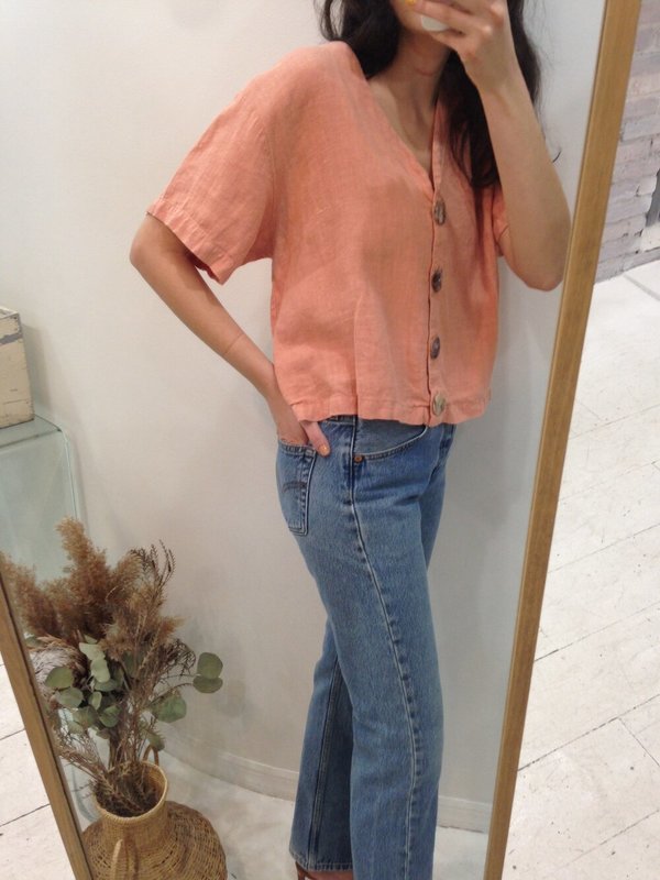 VINTAGE BOXY LINEN TOP | Garmentory