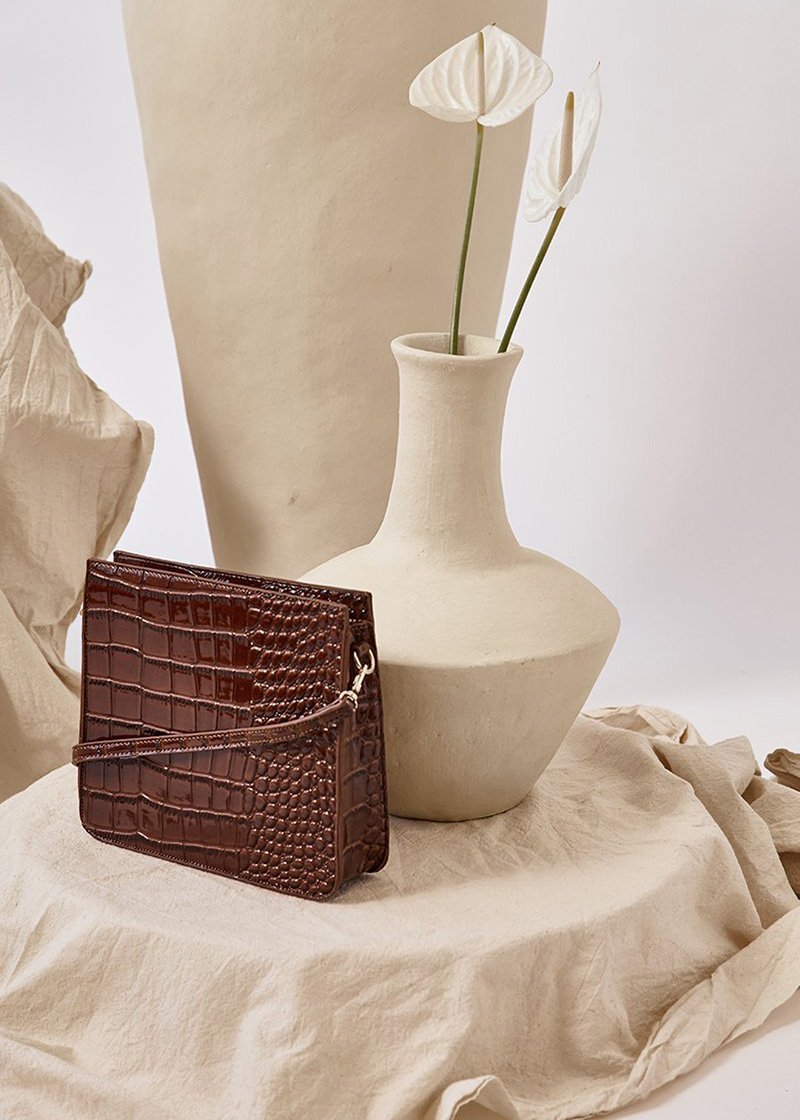 BRIE LEON Audrey Bag - Dark Brown Oily Croc | Garmentory