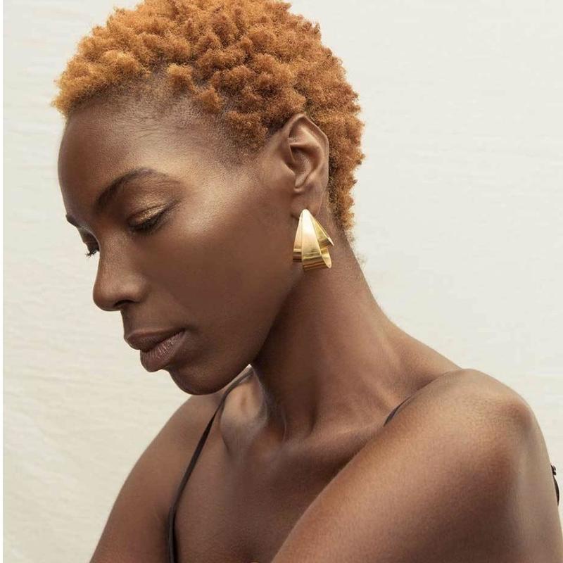 Soko Siri Statement Earrings Brass Garmentory
