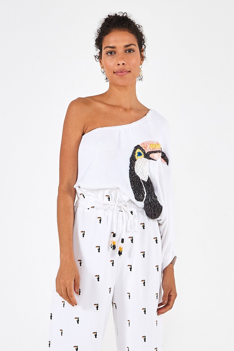 Farm Rio One Shoulder Tucano Top | Garmentory