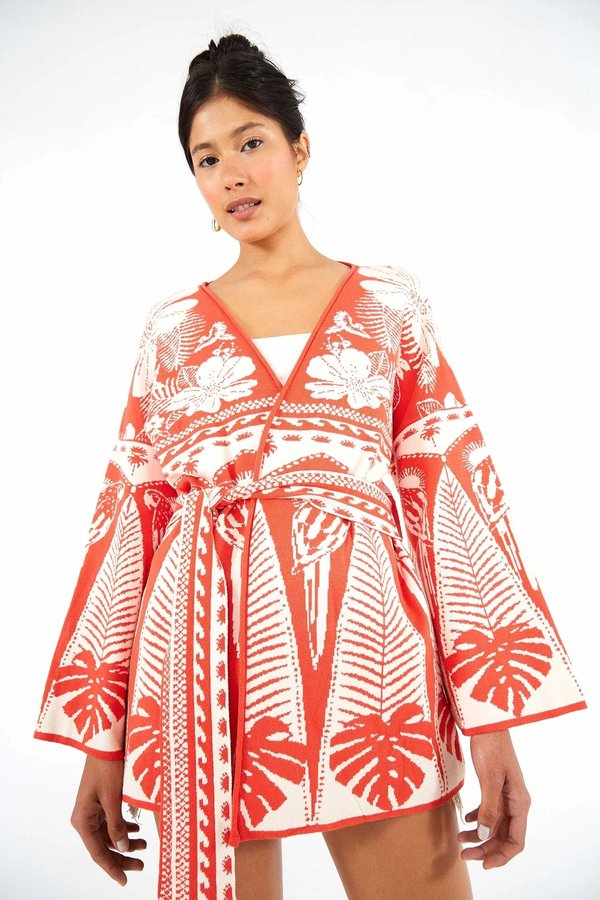 Farm Rio Sweater - Red Palm | Garmentory