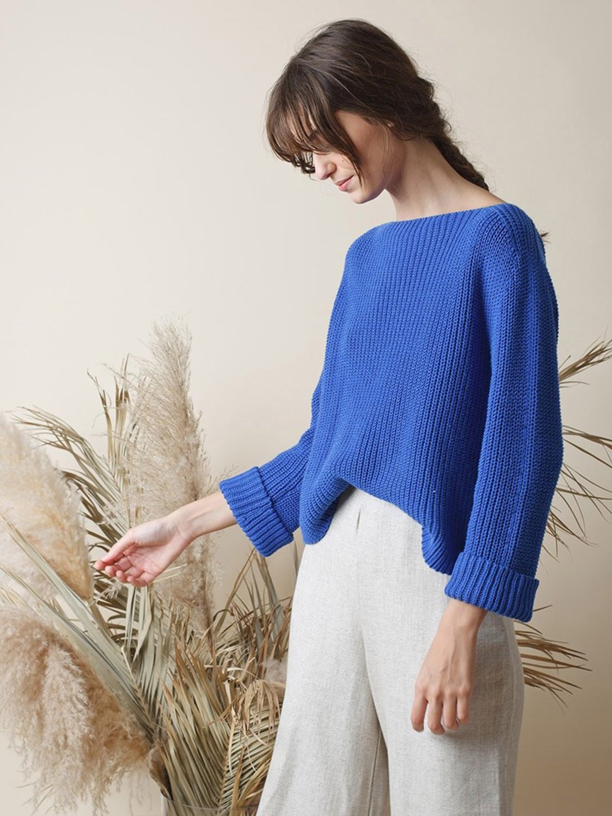 Indi & Cold Cotton Rib Sweater - Cobalt | Garmentory