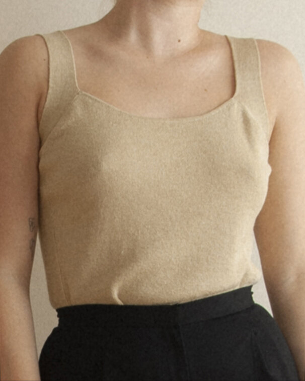 Vintage Knit Sleeveless Top - Beige | Garmentory