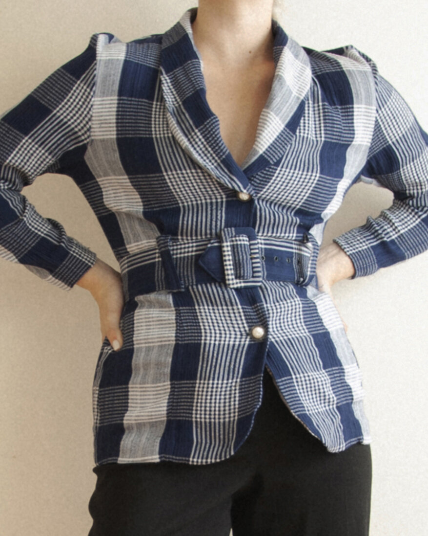 Vintage Check Lightweight Jacket - blue plaid | Garmentory
