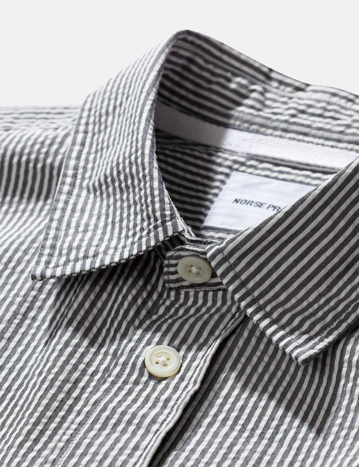 Norse Projects Thorsten Seersucker Shirt - Navy Stripe | Garmentory