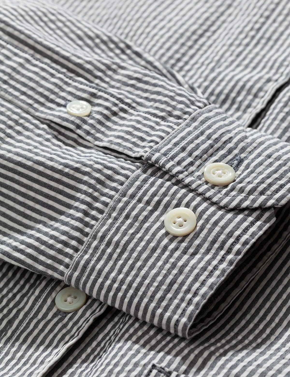Norse Projects Thorsten Seersucker Shirt - Navy Stripe | Garmentory