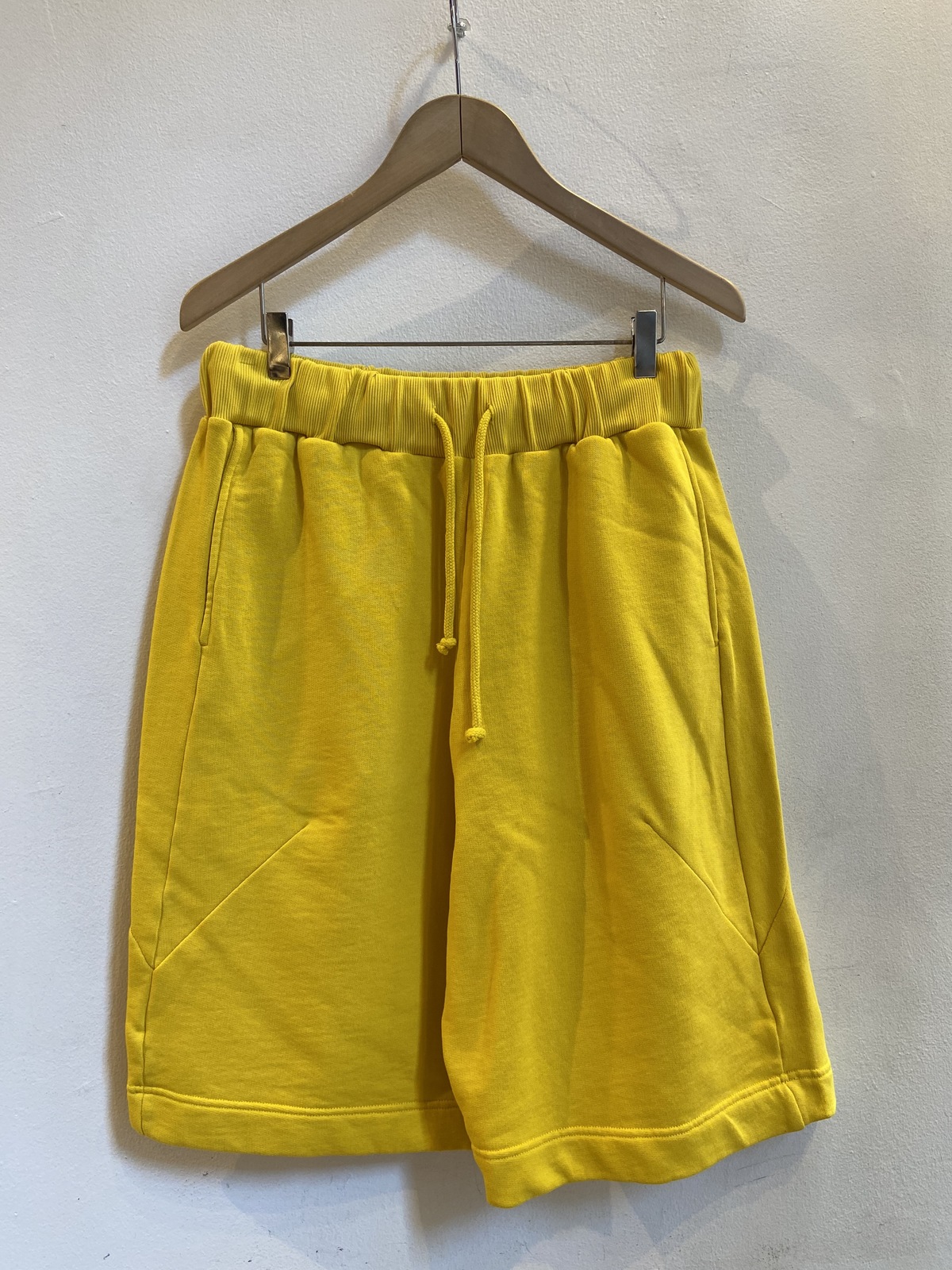 Henrik Vibskov Hang Drop Crotch Sweat Shorts - Mustard | Garmentory