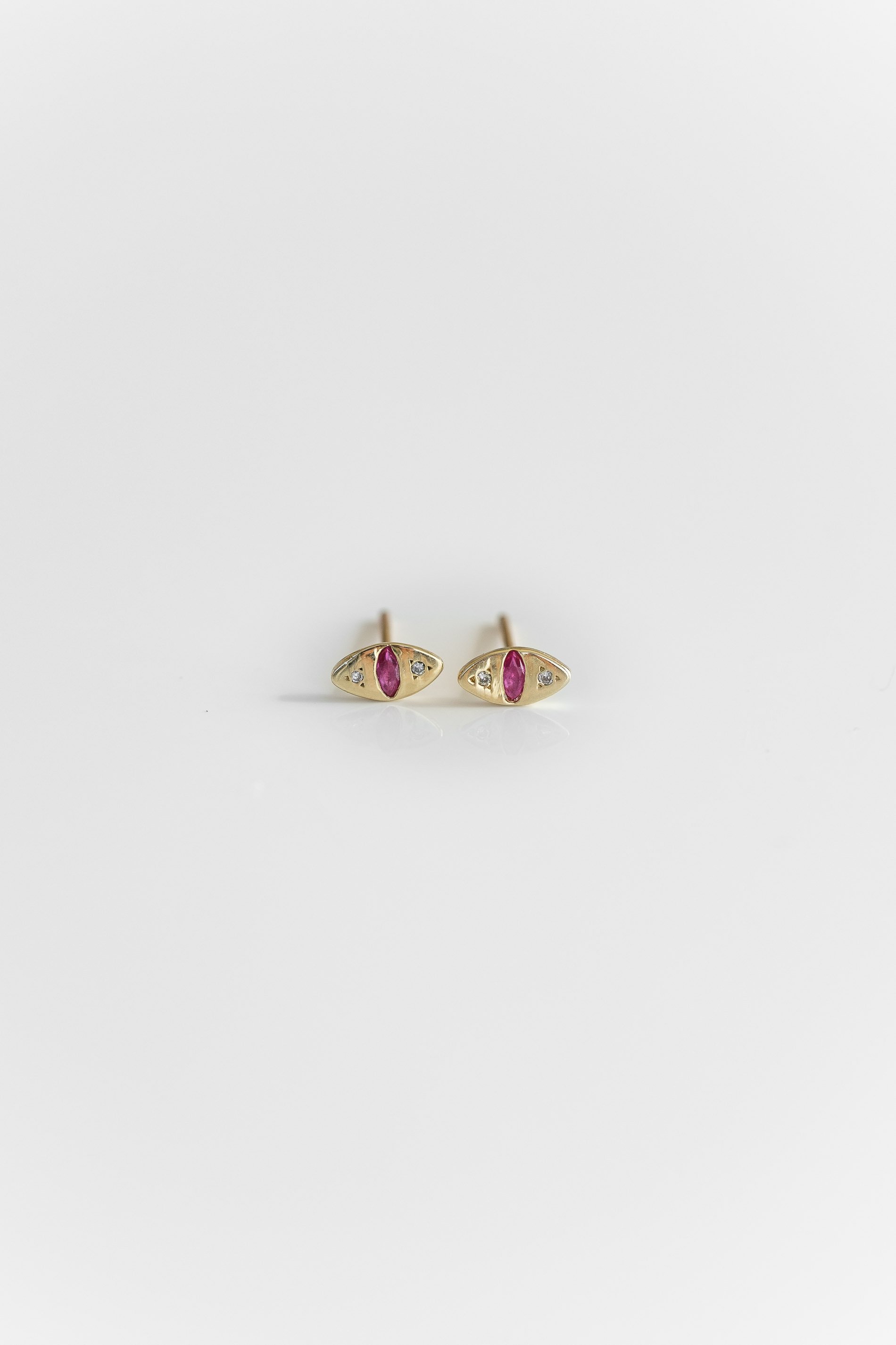 Scosha RUBY CAT EYE STUDS - 10K GOLD | Garmentory