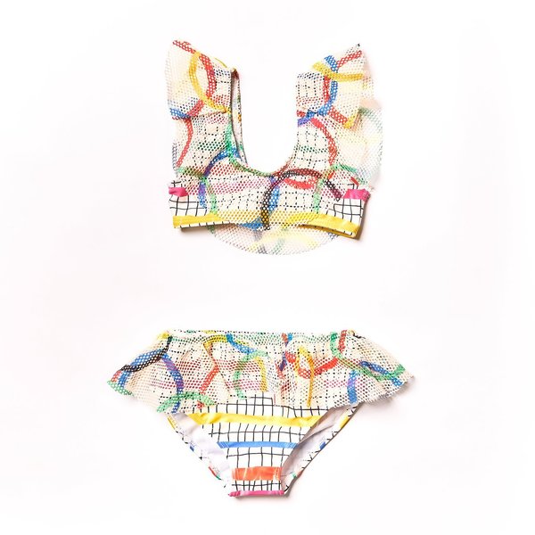 Noe & Zoe Ruffle Bikini in Olympic Steps | Garmentory