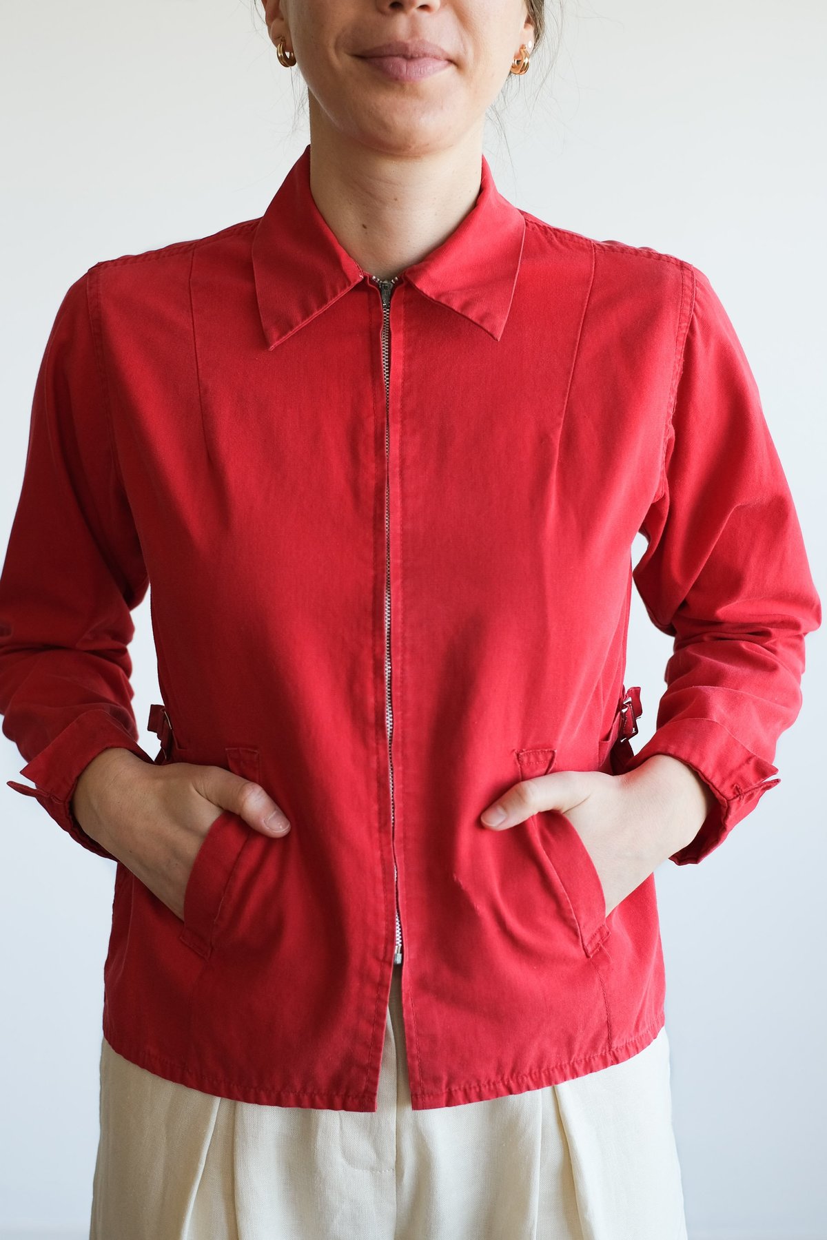 VINTAGE 1950'S COTTON JACKET - RED | Garmentory