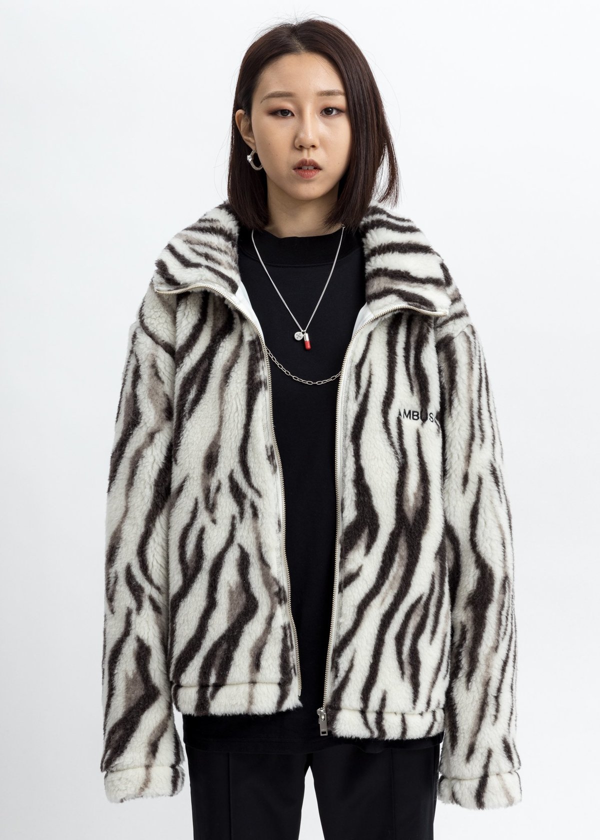 Ambush White Tiger Print Fleece Jacket | Garmentory