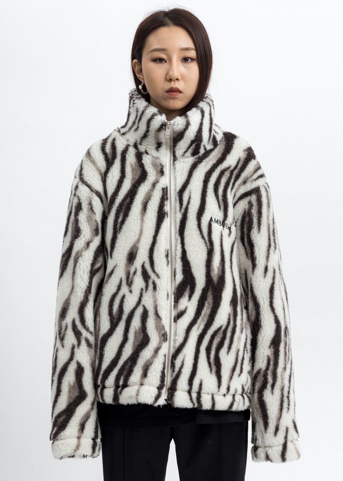 Ambush White Tiger Print Fleece Jacket | Garmentory