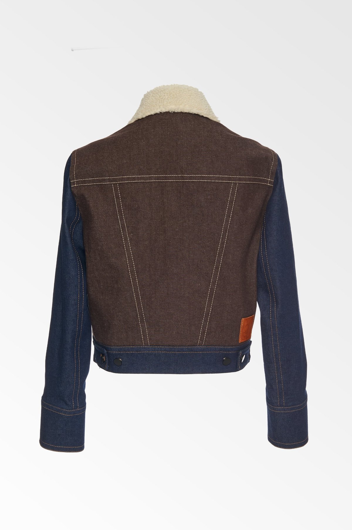 Colovos Color Block Denim Jacket - Blue/Brown | Garmentory