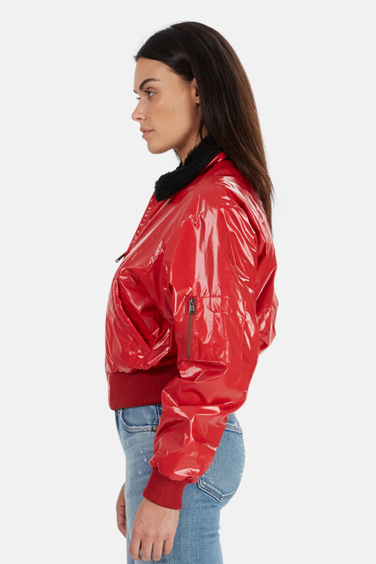 R13 Cropped Garage Flight Jacket - Red | Garmentory