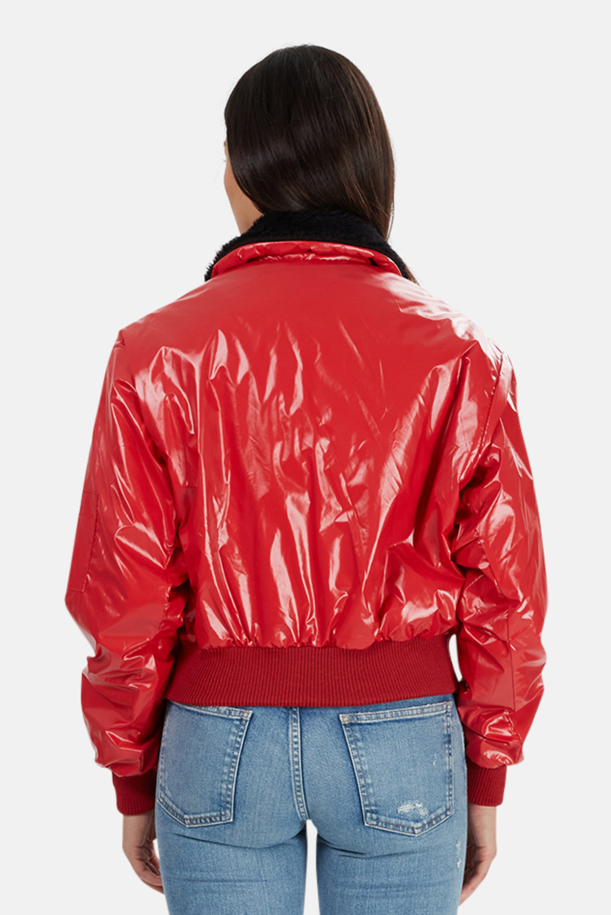 R13 Cropped Garage Flight Jacket - Red | Garmentory
