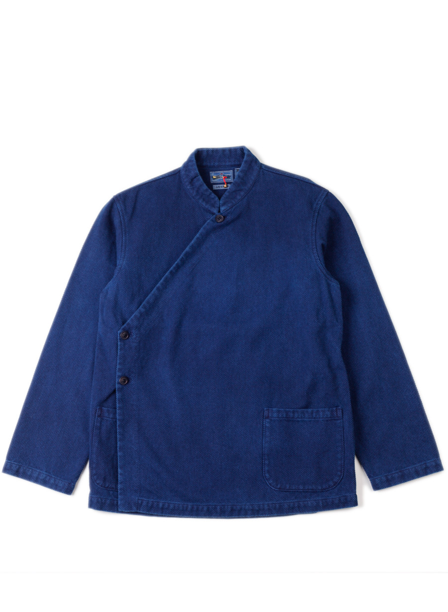 Men's Blue Blue Japan Indigo Hand Dyed Small "Sashiko" Kurta Jacket ...