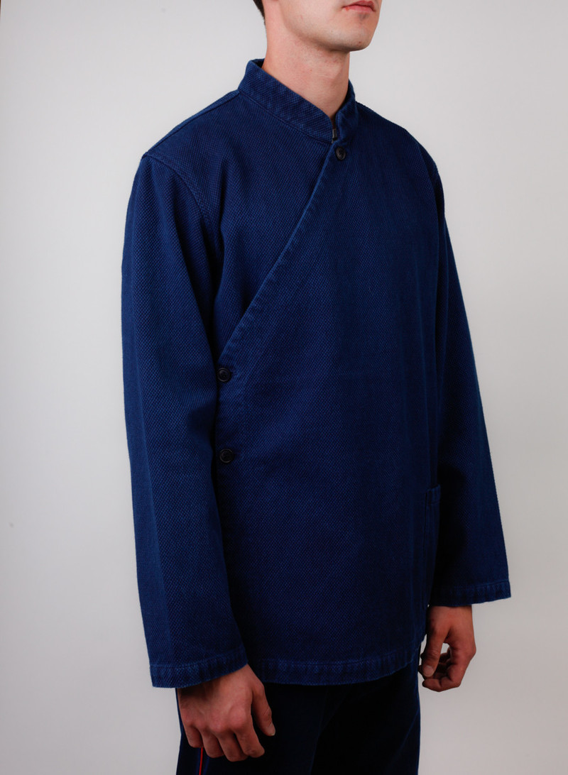 Men's Blue Blue Japan Indigo Hand Dyed Small "Sashiko" Kurta Jacket ...