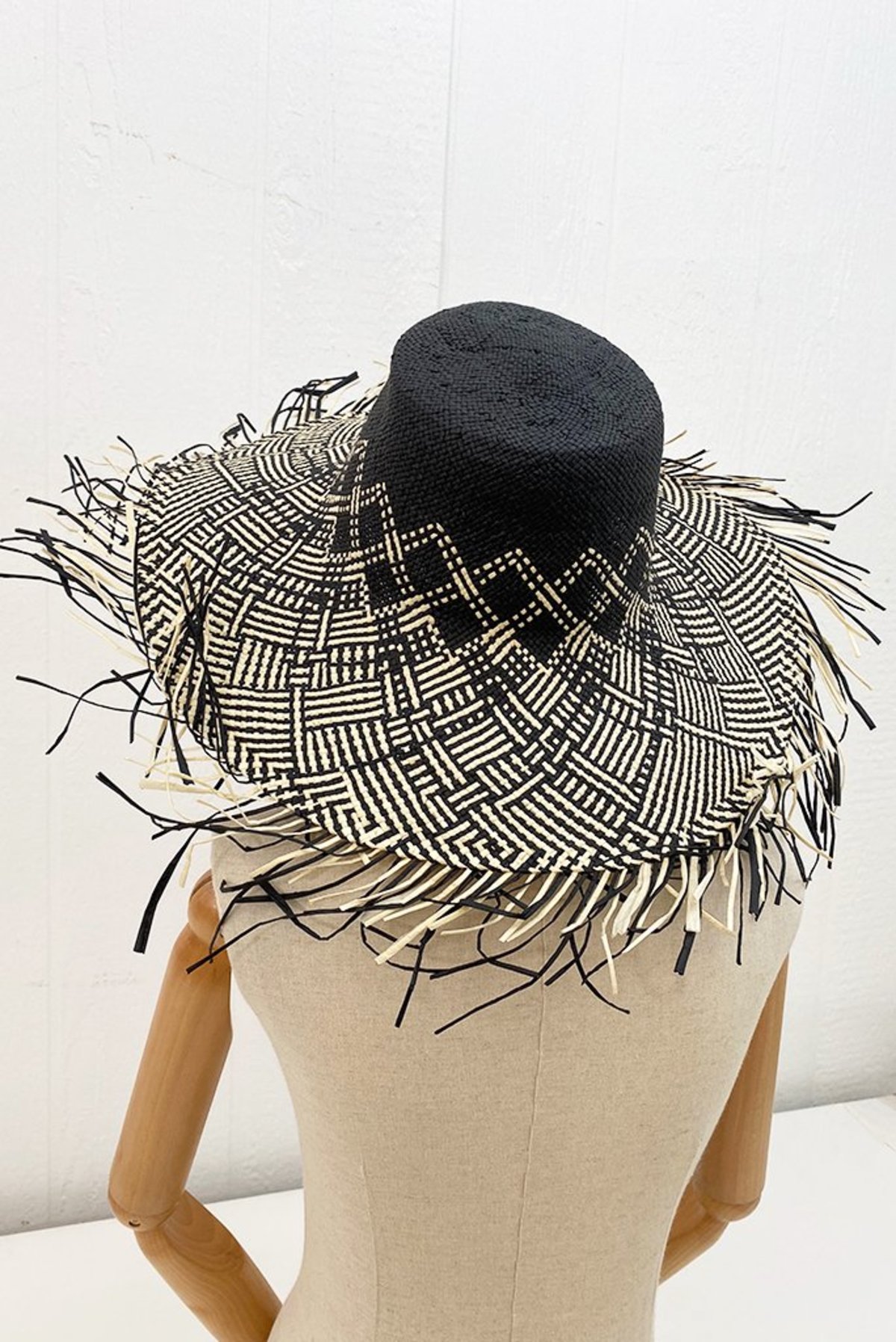 Criss Cross Fringe Hat, Black Natural | Garmentory
