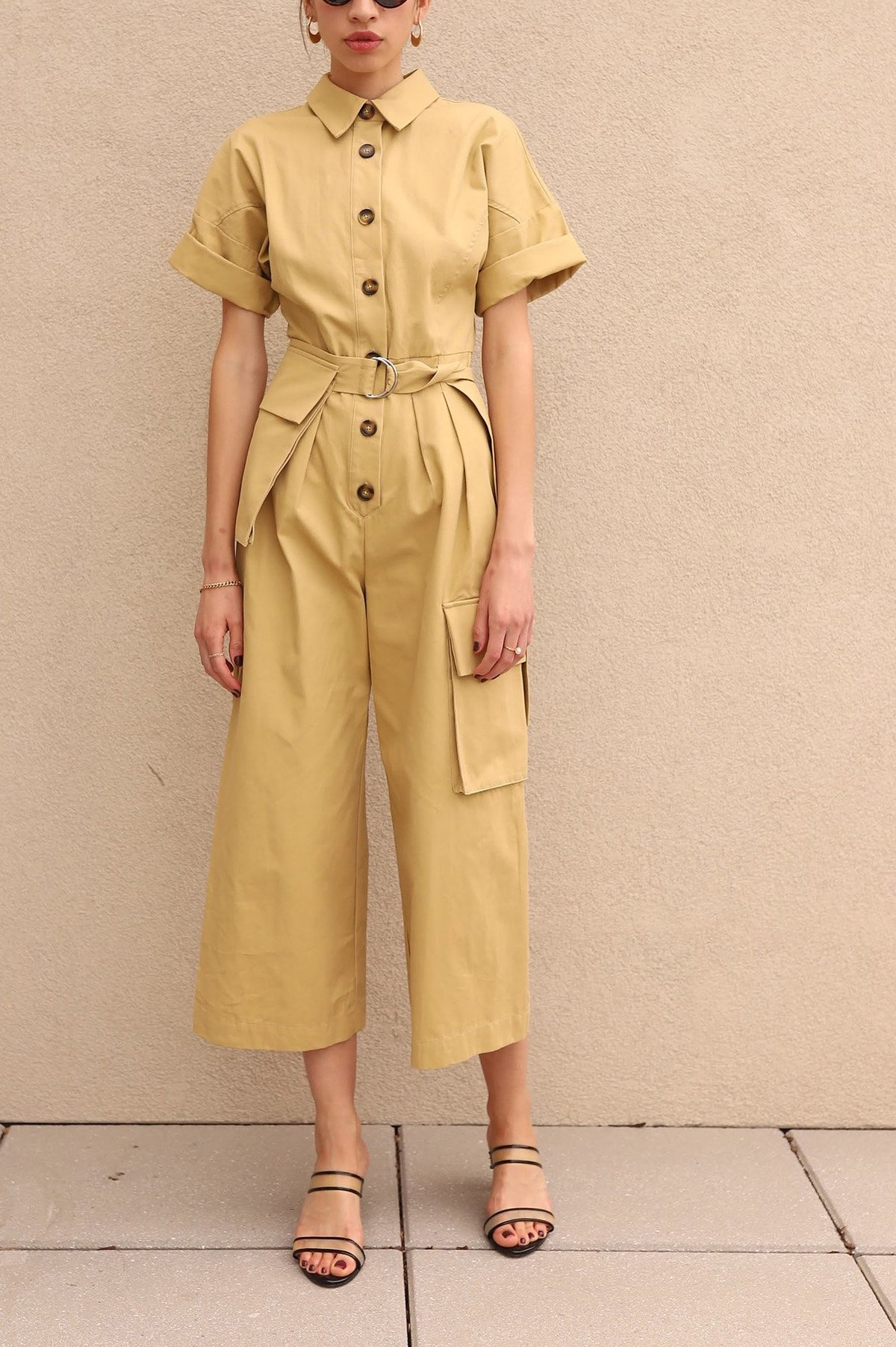 Grey Lab Cargo Belted Jumpsuit - Beige | Garmentory