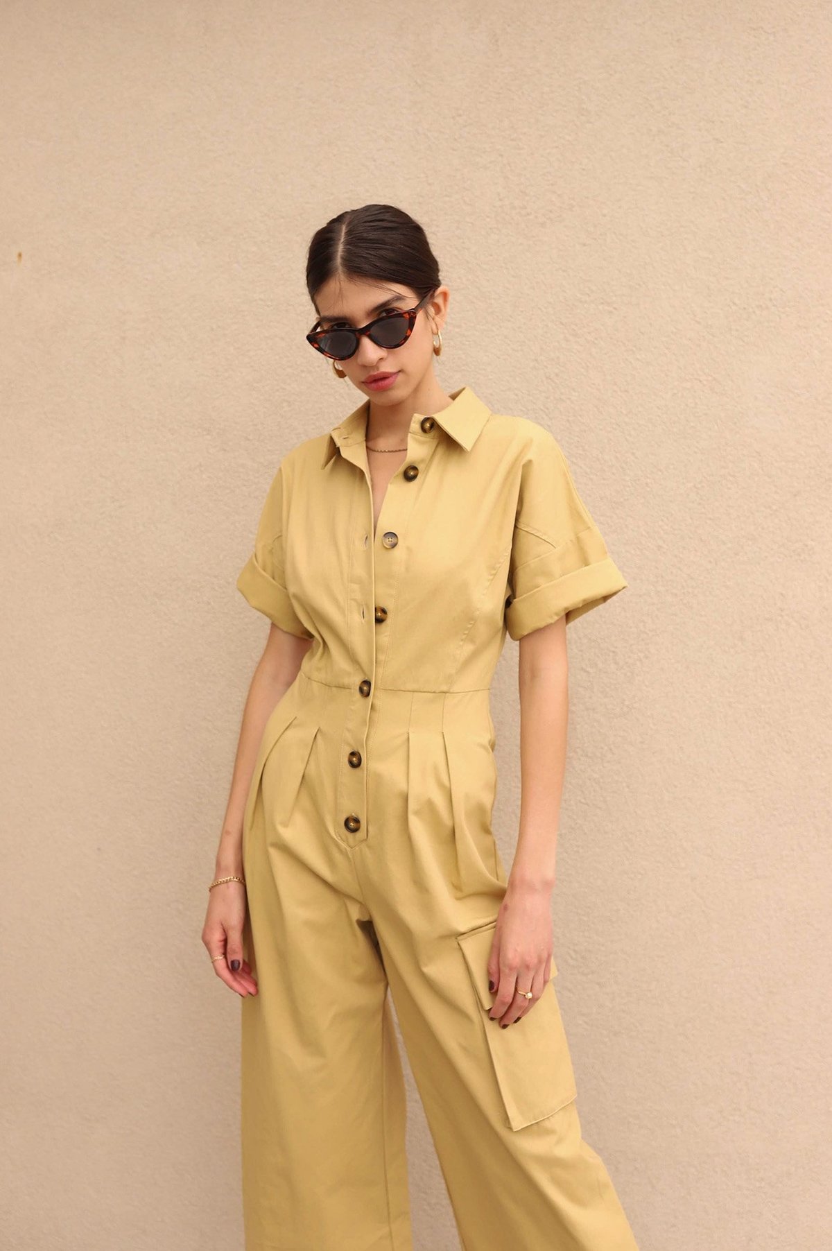 Grey Lab Cargo Belted Jumpsuit - Beige | Garmentory