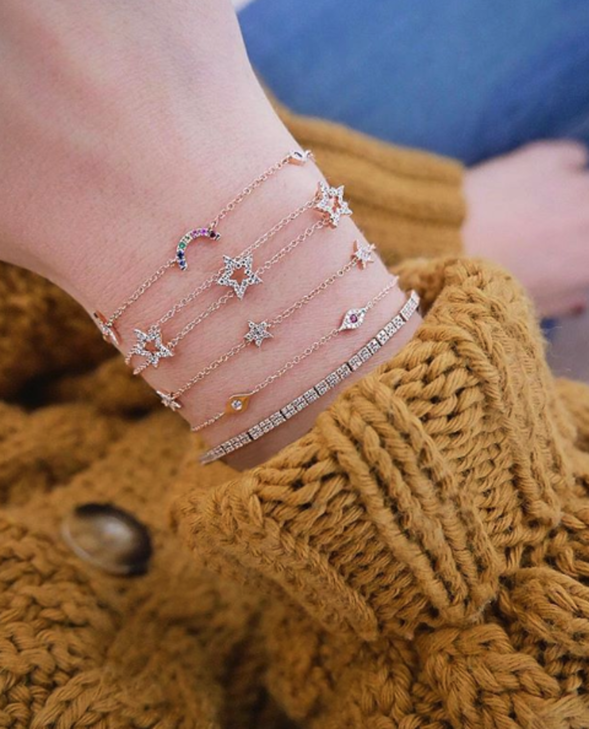 EF Collection 5 Mini Diamond Star Chain Bracelet - 14K White Gold ...