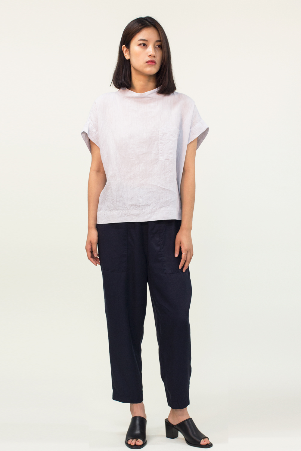 Japanese Minimal French Linen Top- Light Grey | Garmentory