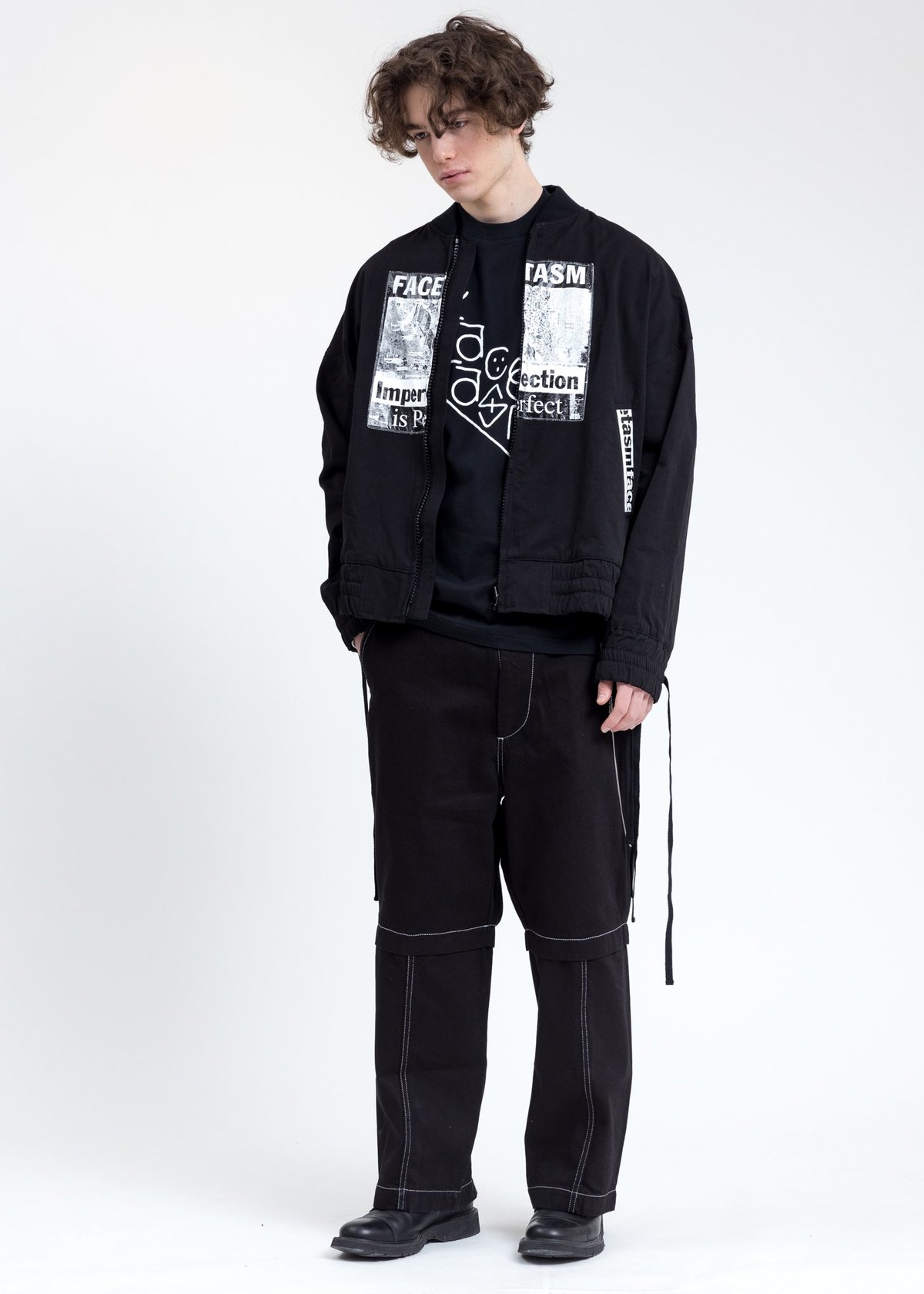 Facetasm Bomber Jacket With Lace - Black | Garmentory