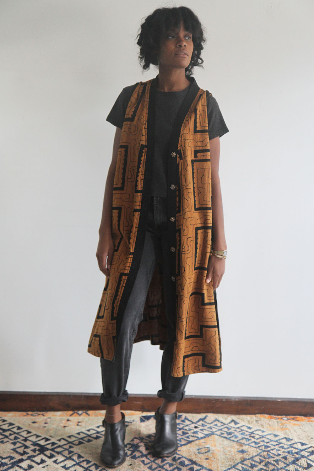 The Shudio Vintage Orange Oversized Patterned Vest | Garmentory