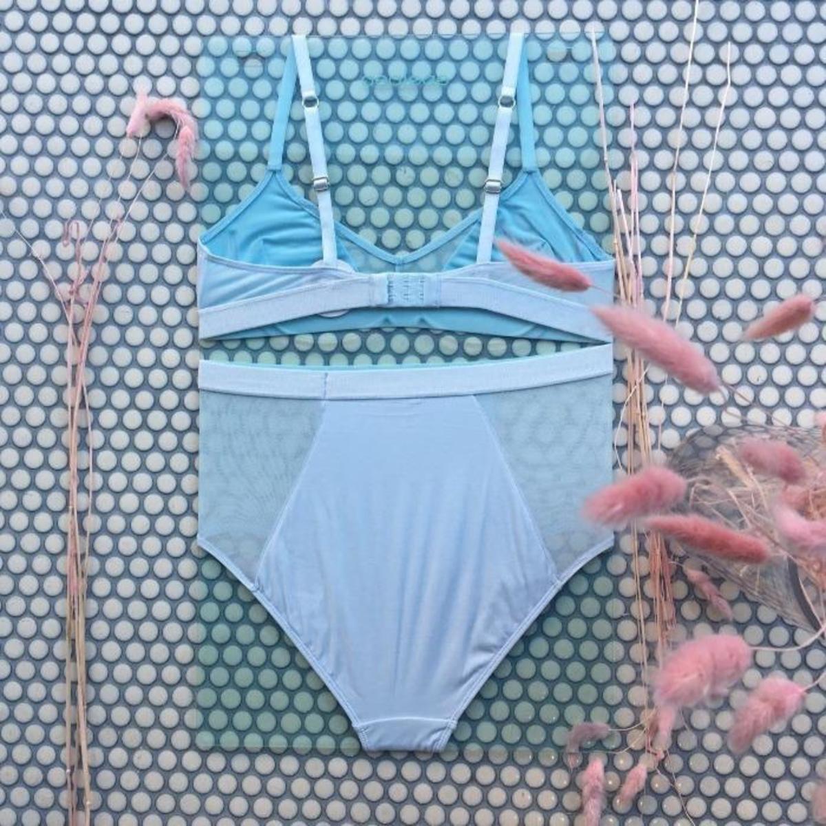 Moons & Junes Holly Wireless Mesh Bra - Light Blue | Garmentory