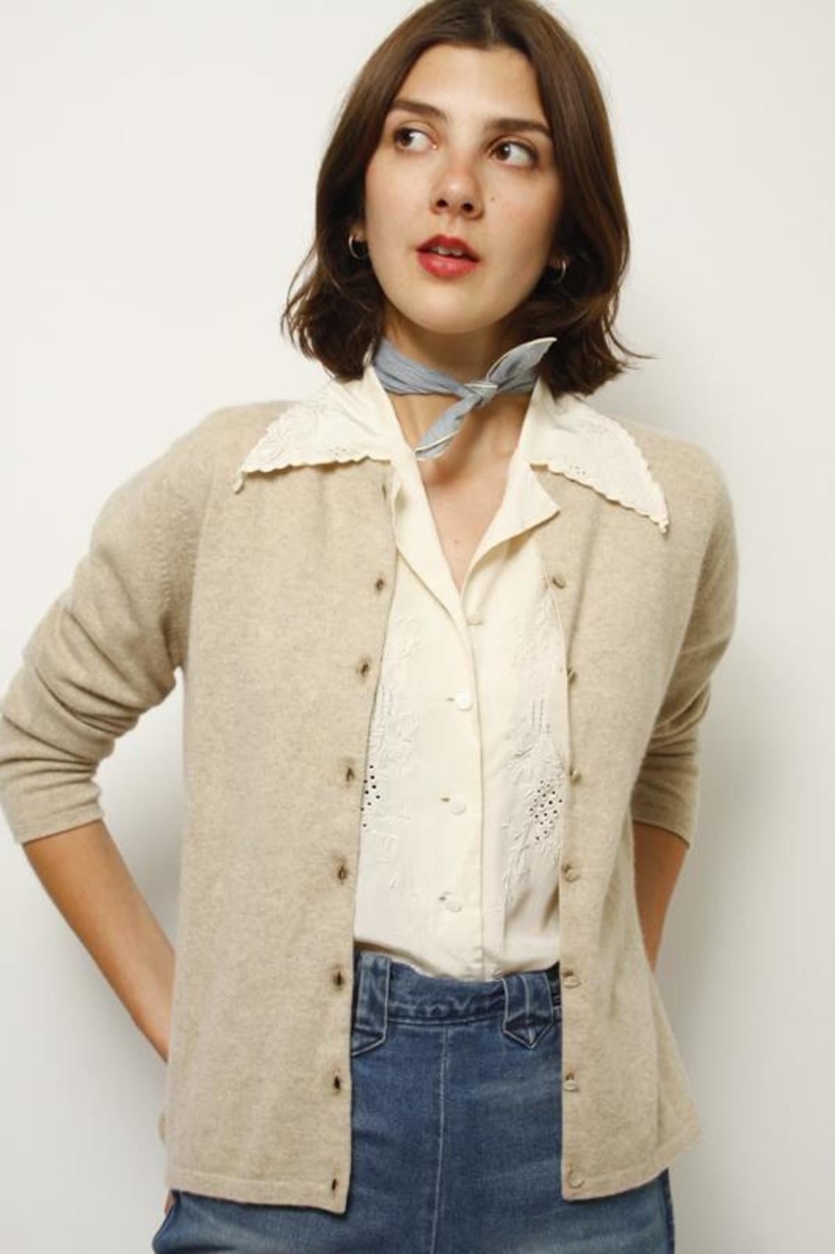 VINTAGE CASHMERE CARDIGAN - CREAM | Garmentory