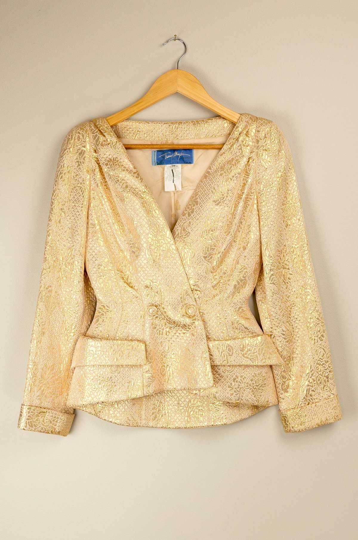Vintage Thierry Mugler Brocade Jacket - Gold | Garmentory