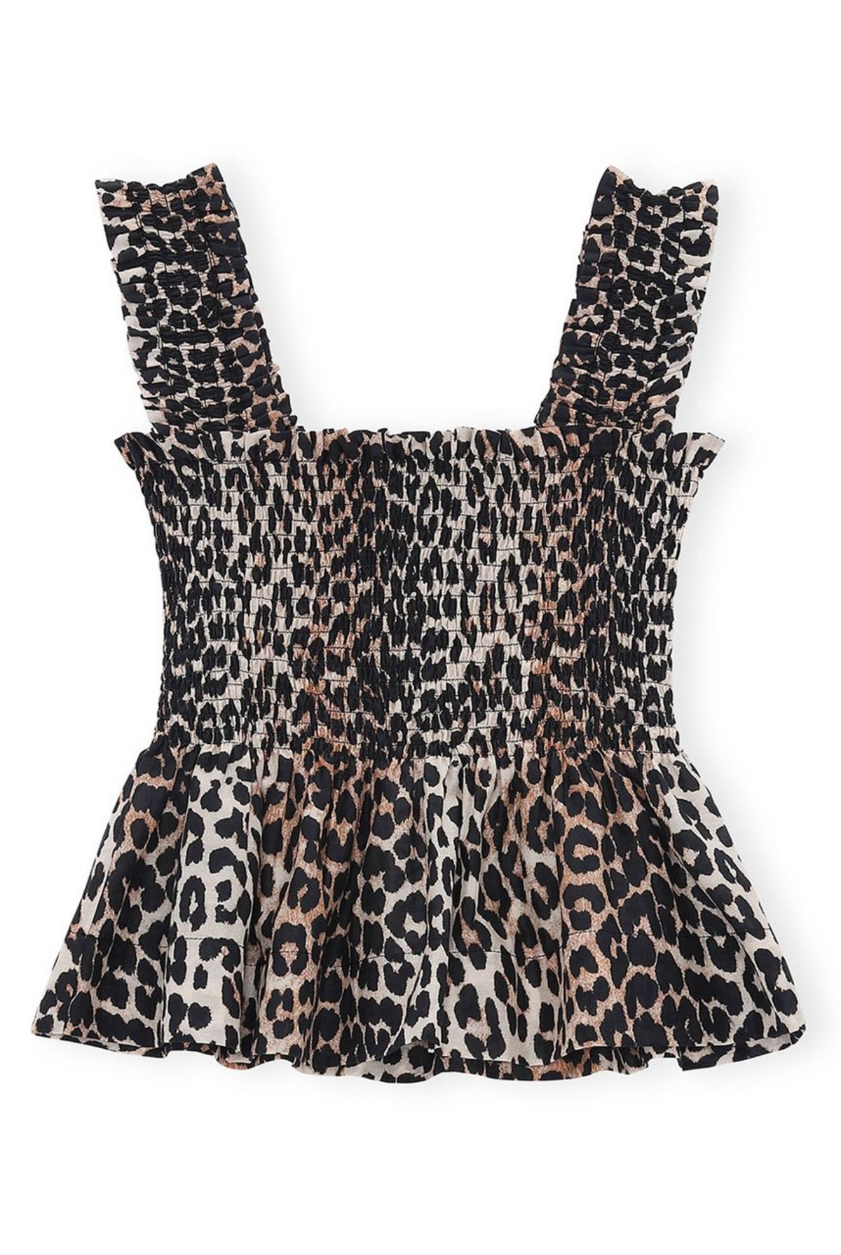 Ganni Cotton Silk Smock Top - Leopard | Garmentory