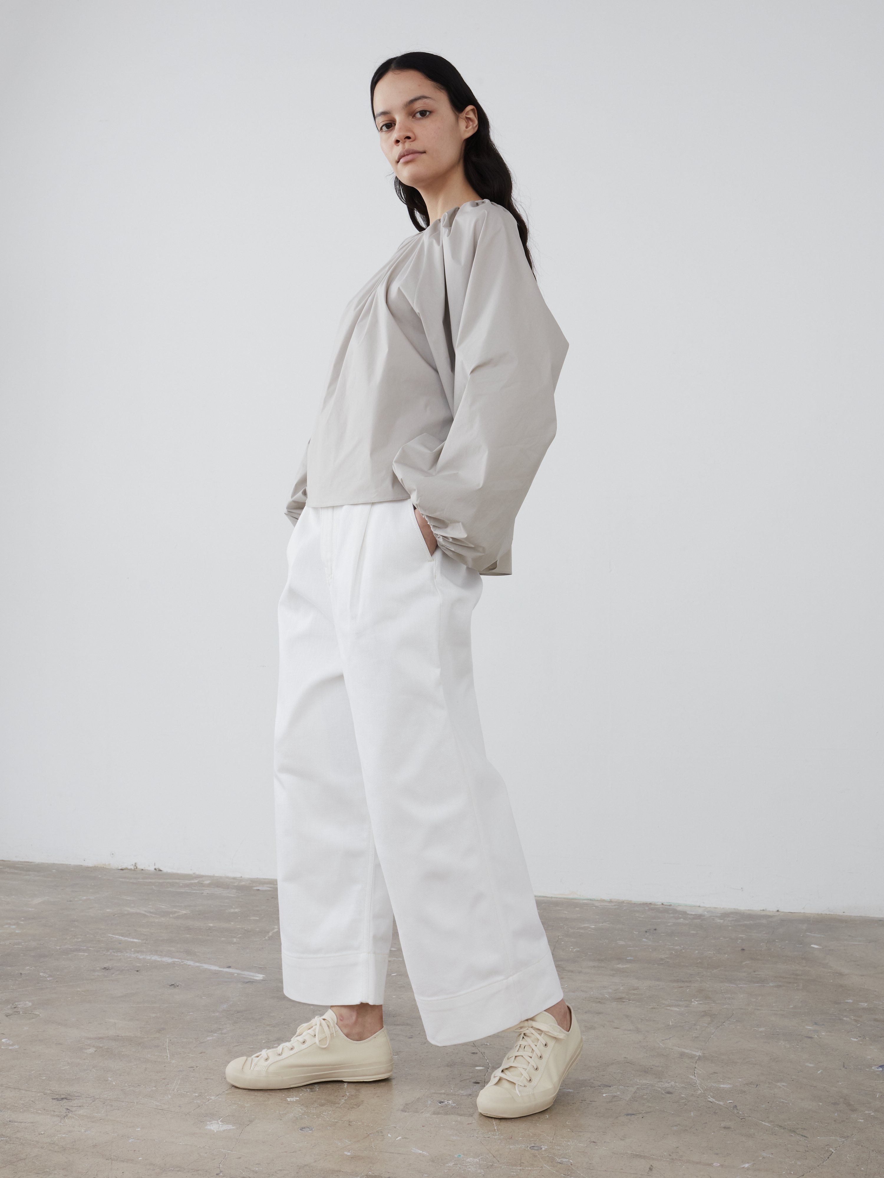 Studio Nicholson Selvedge Denim Greta Pant - Optic White | Garmentory