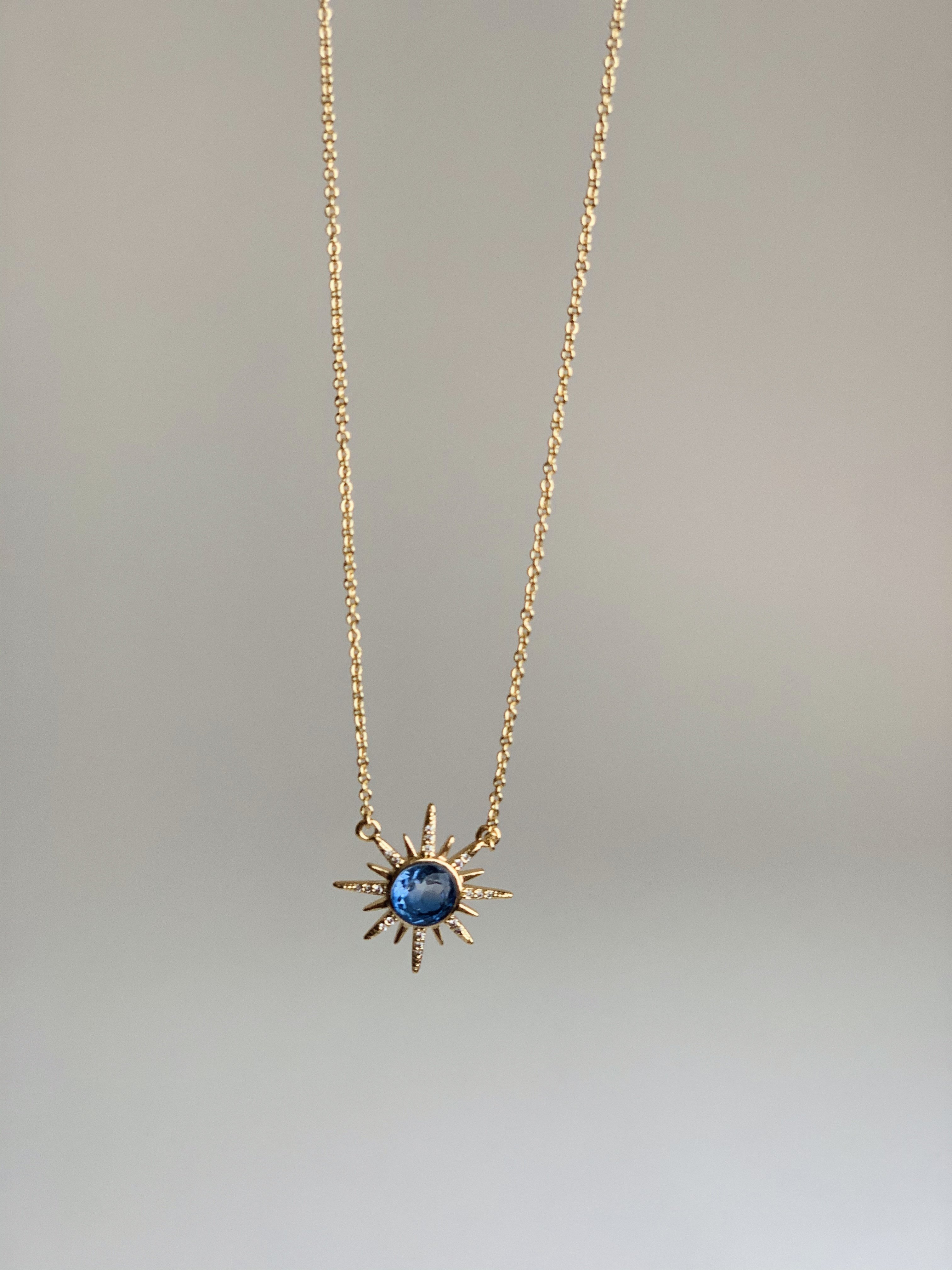Elizabeth Stone Gemstone Starburst Necklace - Blue Tourmaline | Garmentory