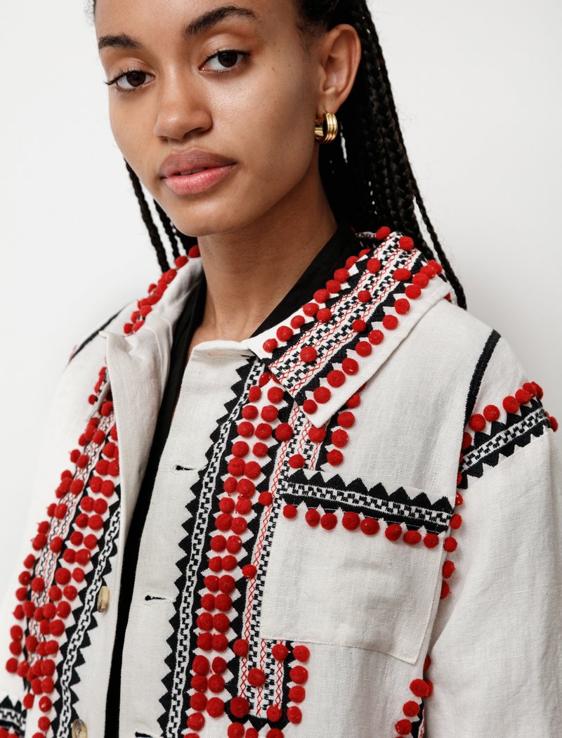 BODE Pom-Pom Appliqué Workwear Jacket | Garmentory