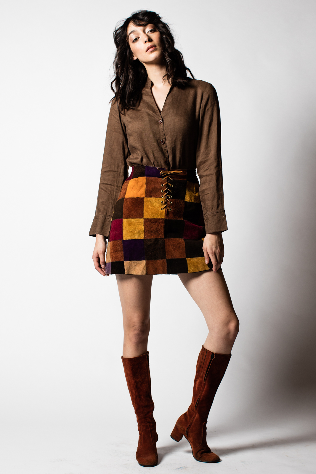Blacksheep Vintage Patchwork Suede Mini Skirt | Garmentory