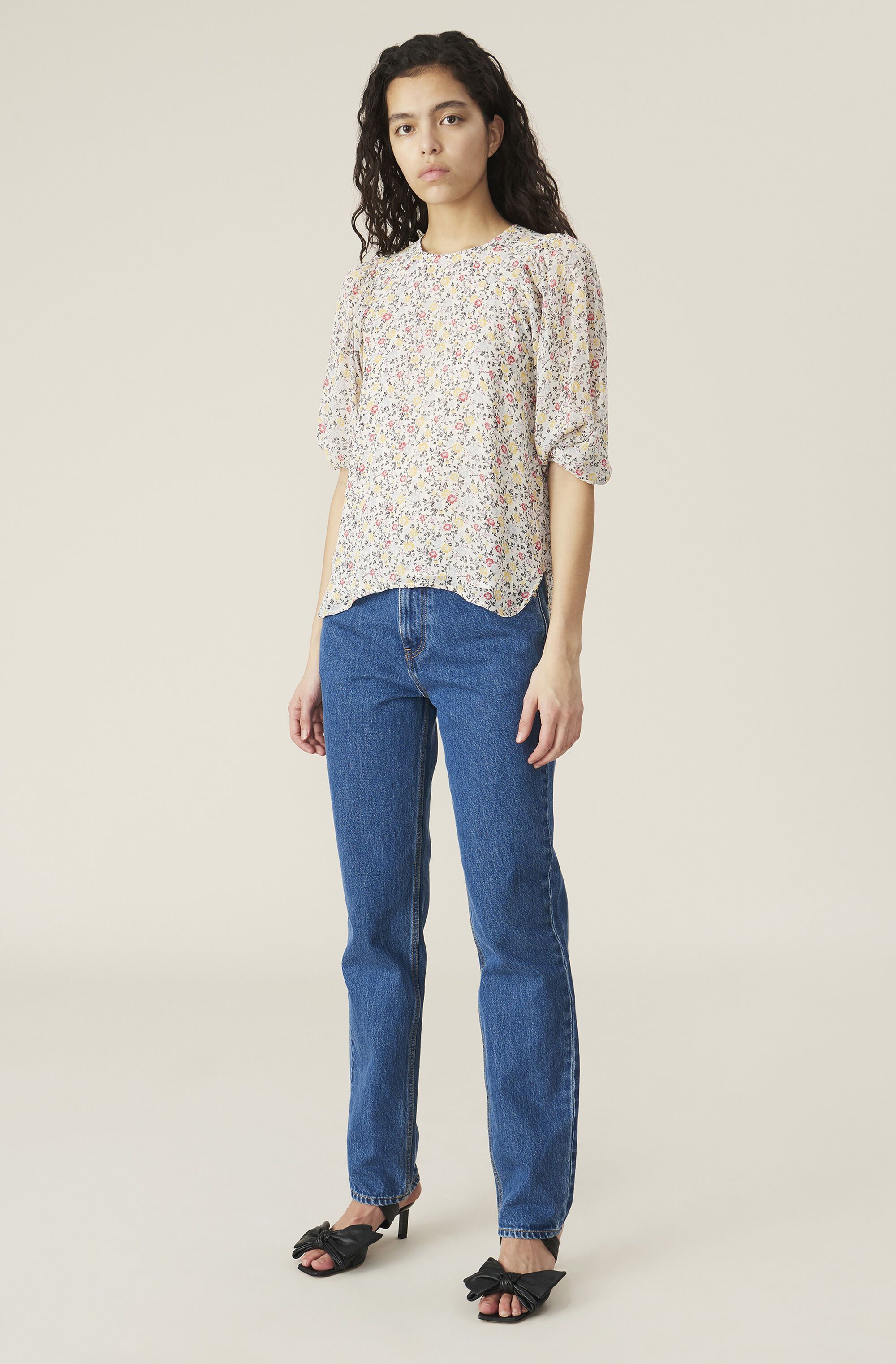 Ganni Printed Georgette Blouse - Egret | Garmentory