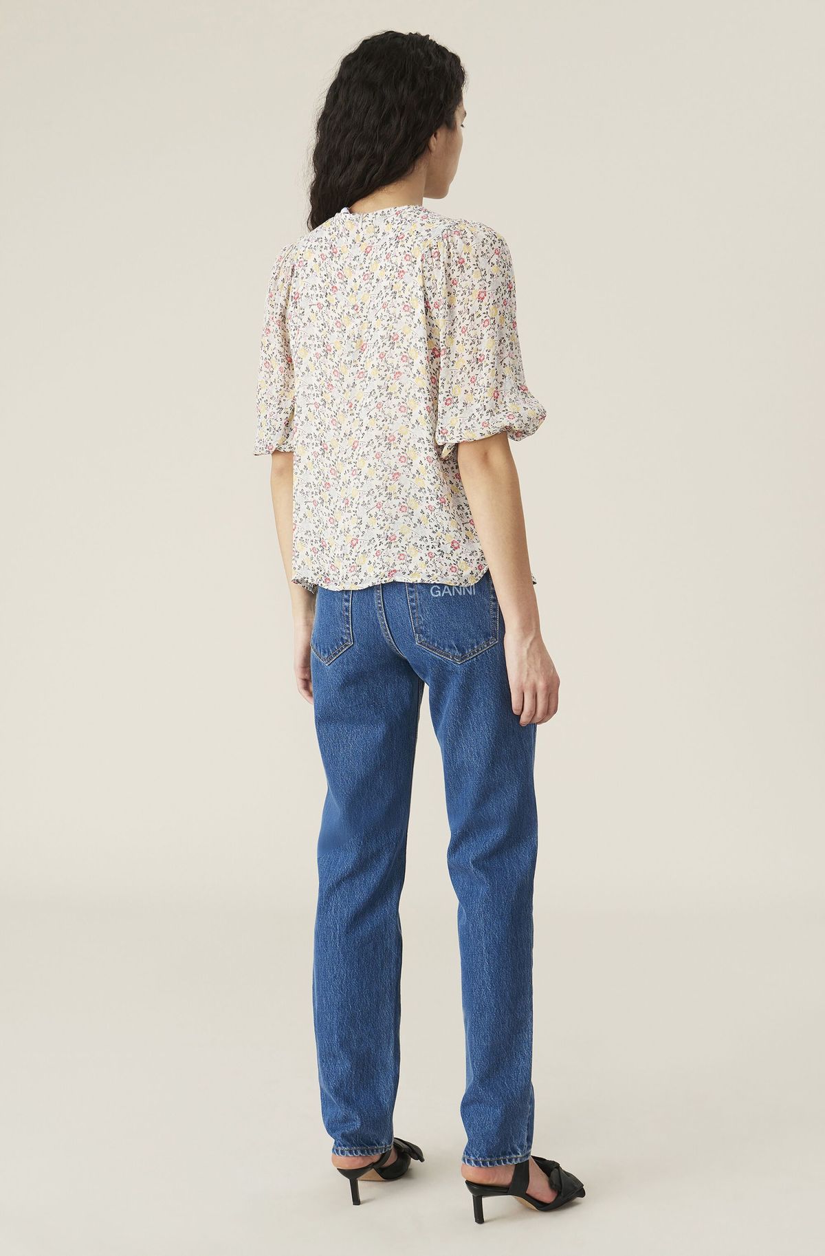 Ganni Printed Georgette Blouse - Egret | Garmentory