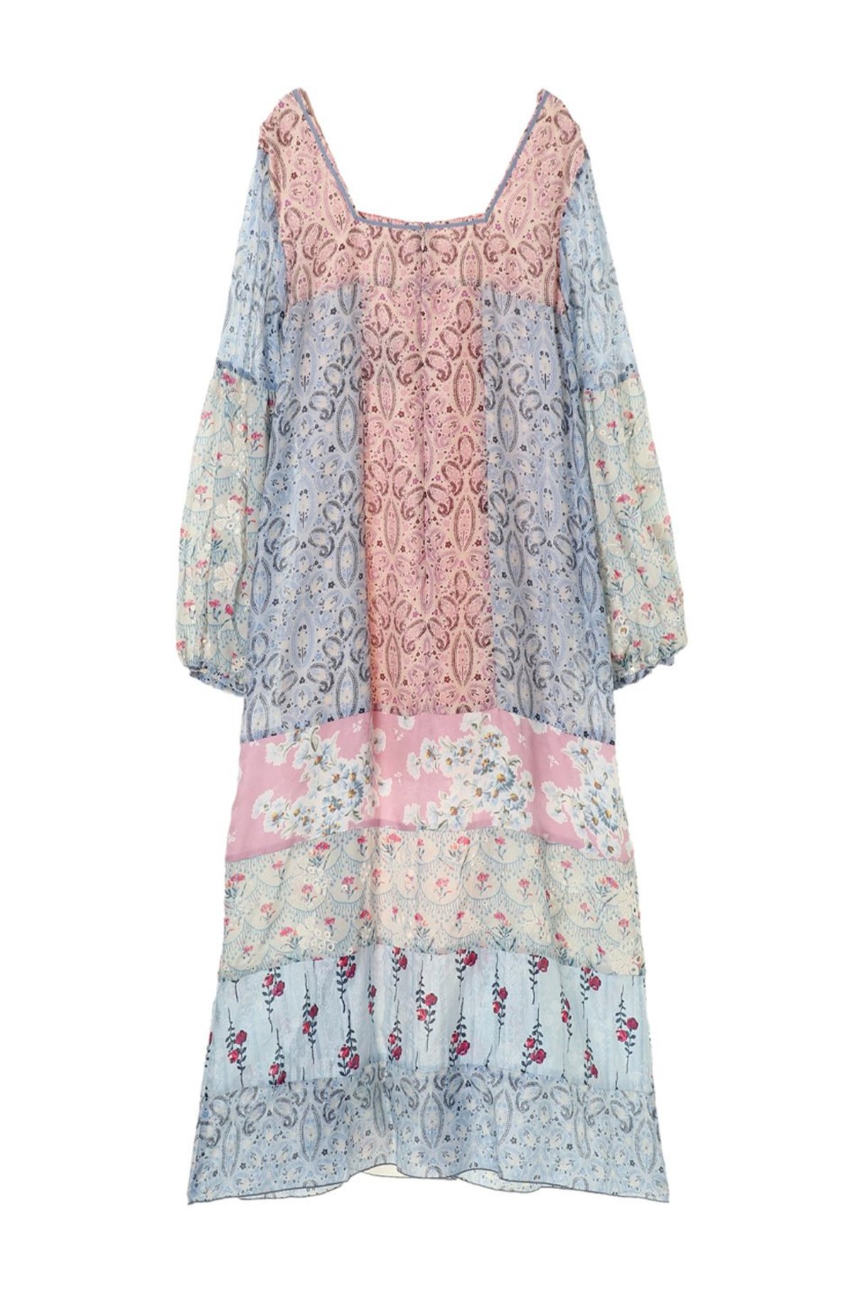 Anna Sui Paisley Garden Border Peasant Dress - Raspberry Multi | Garmentory