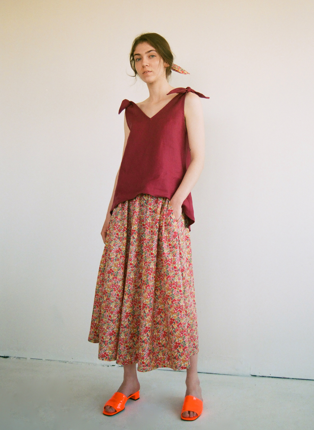 Eliza Faulkner Floral Skirt with Elastic Waist | Garmentory