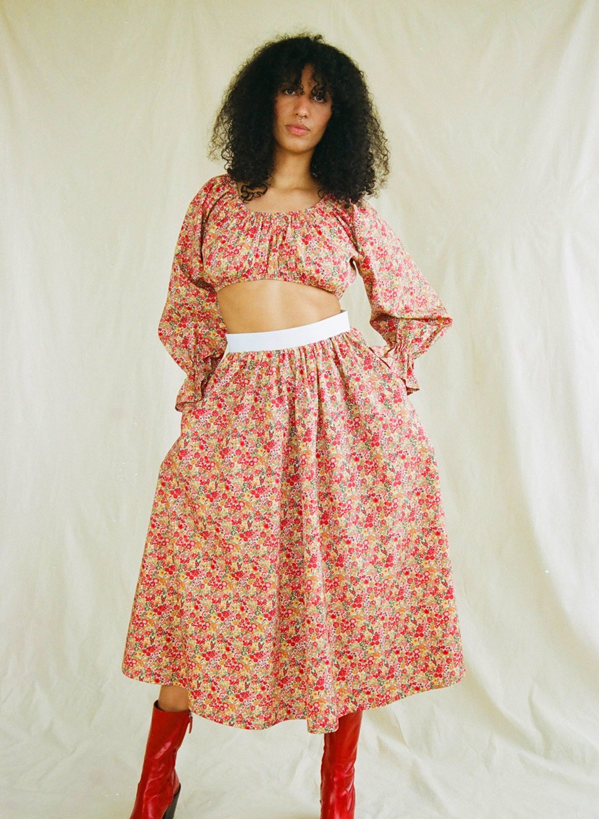 Eliza Faulkner Floral Skirt with Elastic Waist | Garmentory