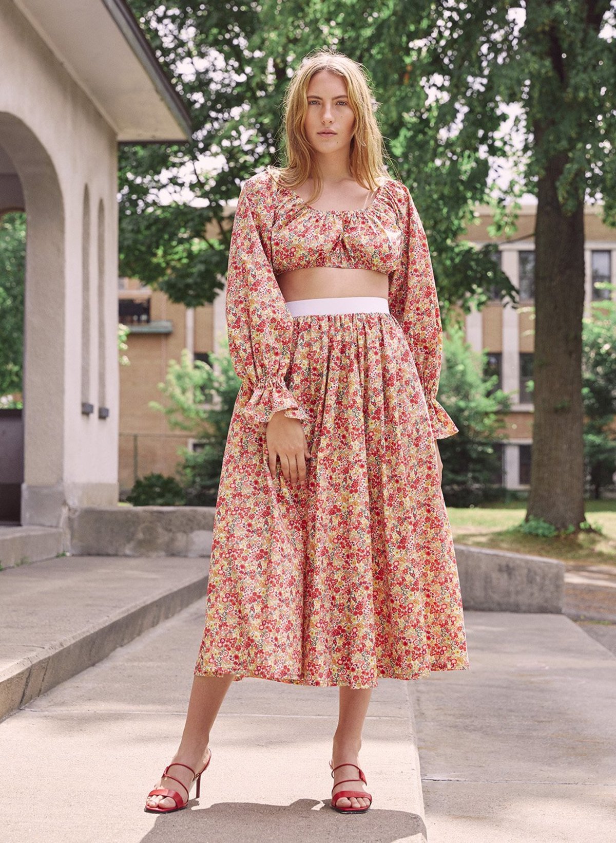 Eliza Faulkner Floral Skirt with Elastic Waist | Garmentory