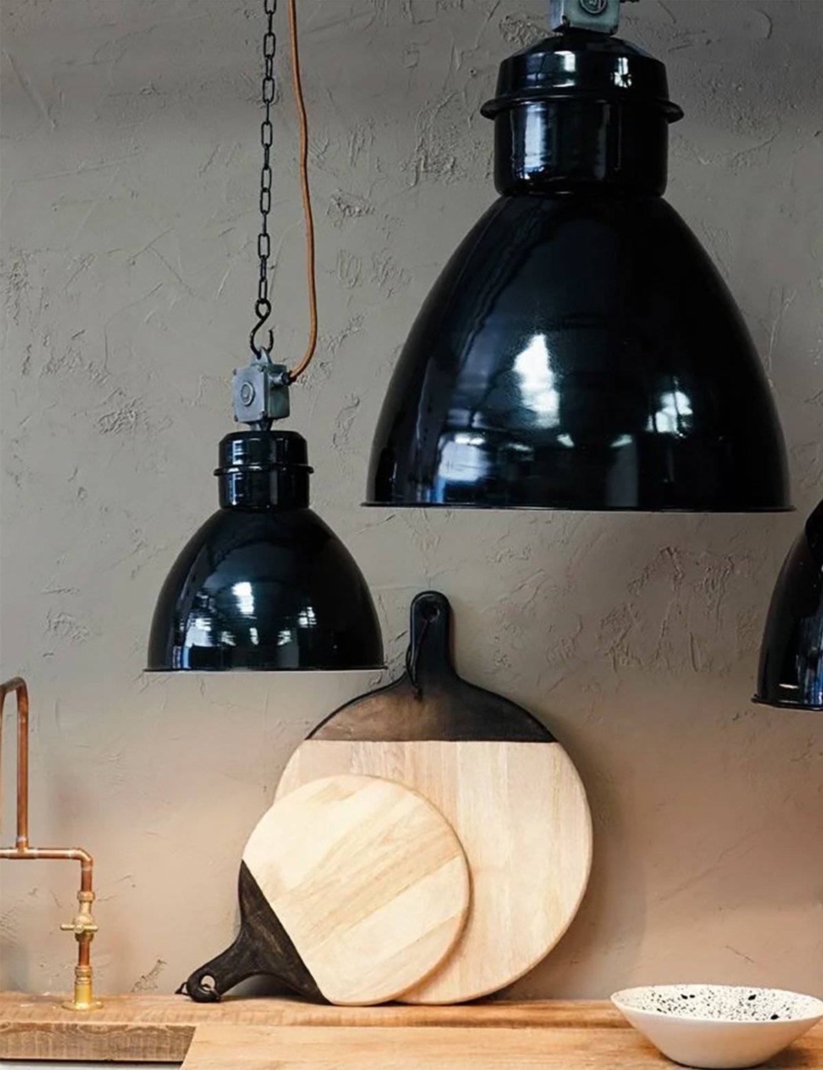 Nkuku Okello Medium Industrial Pendant Light - Black | Garmentory