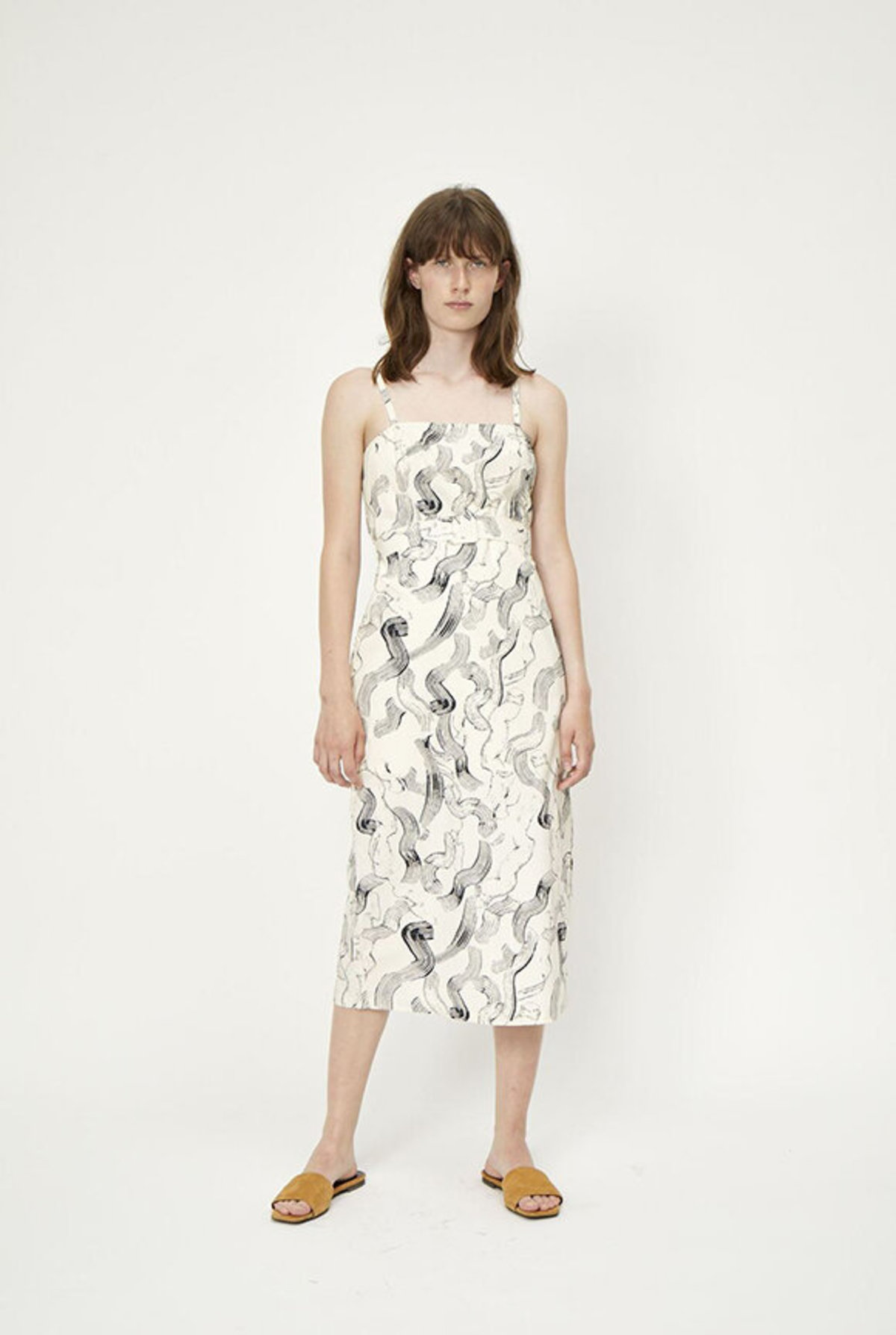 Just Female Paper Strap Dress - Paint Strokes Print | Garmentory