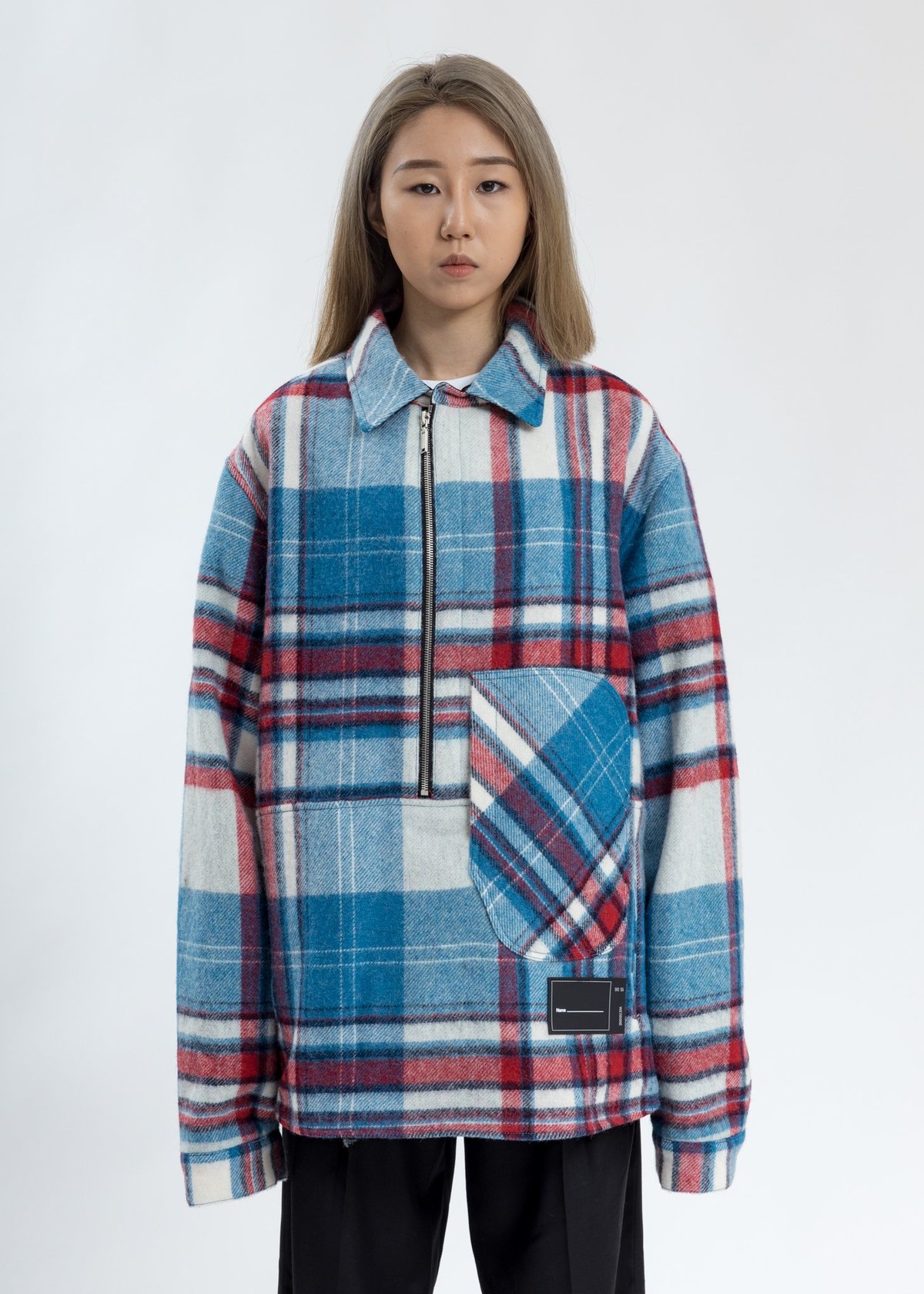 we11done WD English Check Anorak jacket - Light Blue | Garmentory