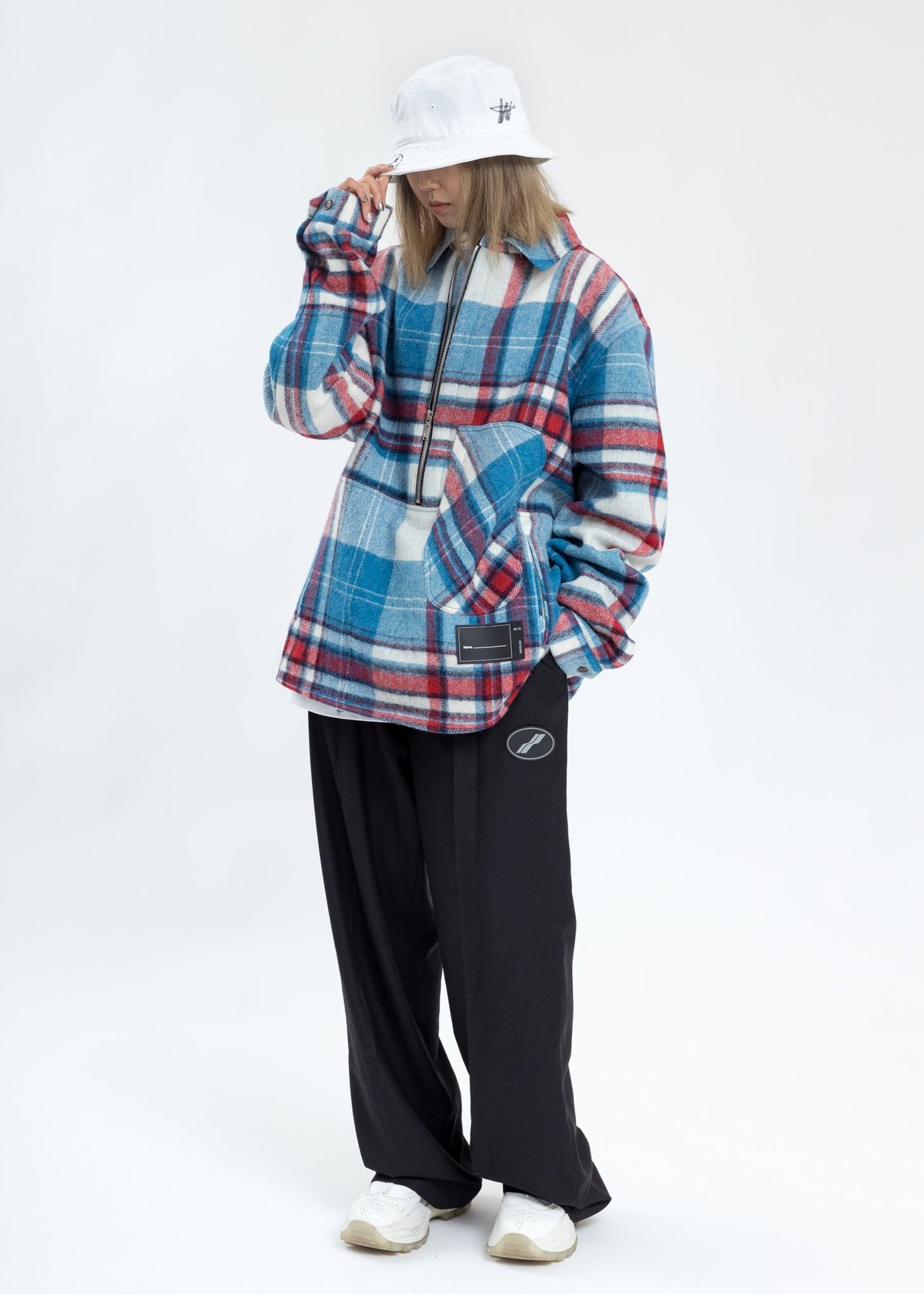we11done WD English Check Anorak jacket - Light Blue | Garmentory