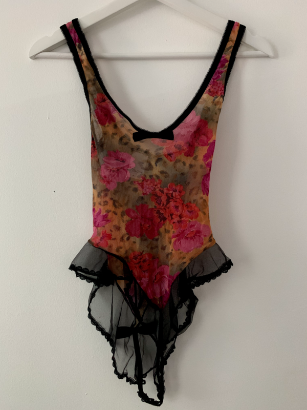 Vintage Floral Sheer Mesh Teddy - Jewel Tones/Black | Garmentory