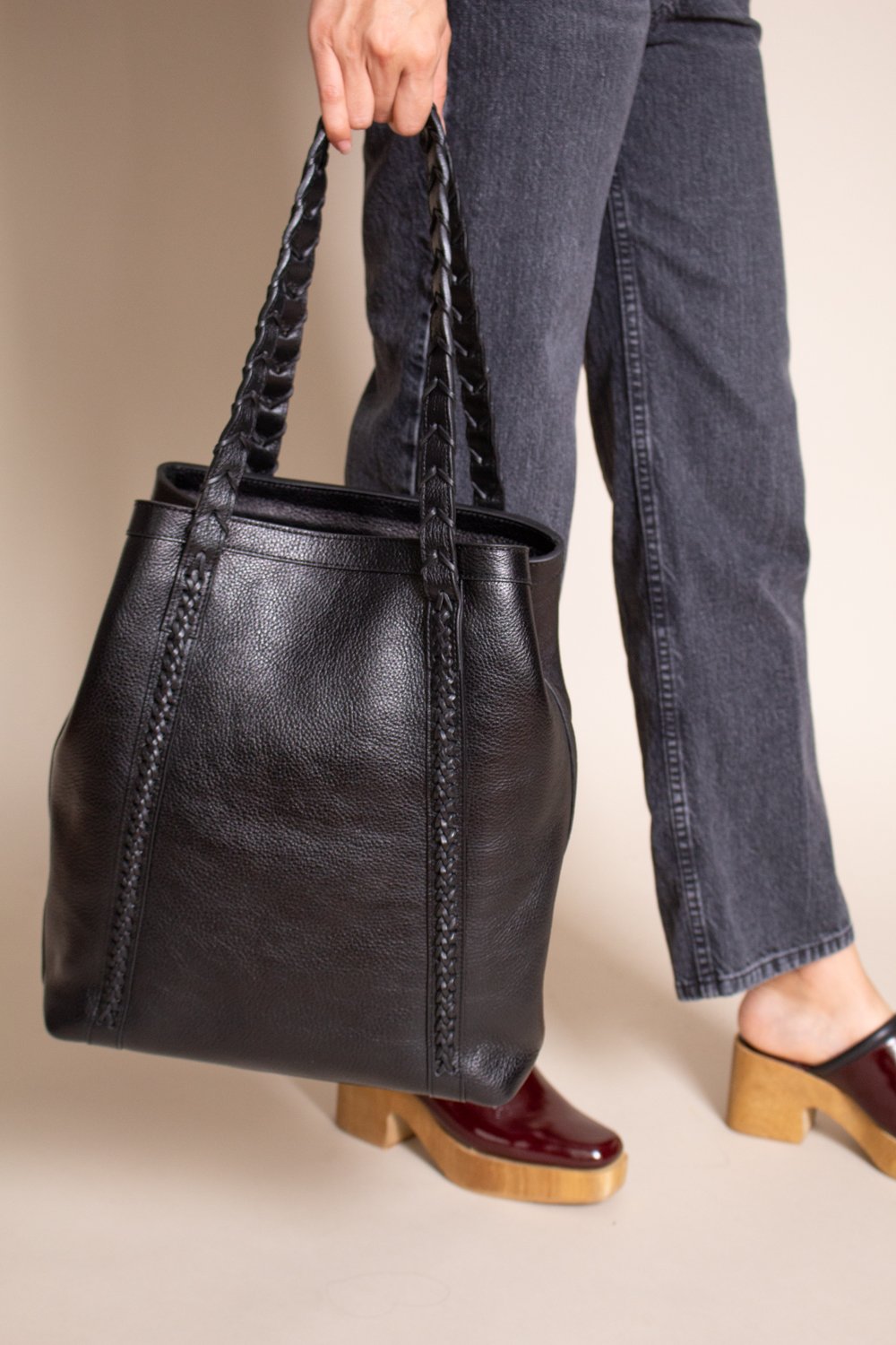 Lotuff Braided Angle Tote Bag - Black | Garmentory