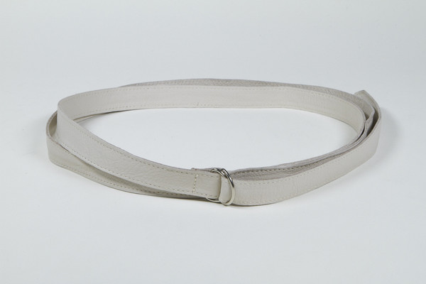 Clyde Double D Ring Belt in Stone Calf Leather | Garmentory