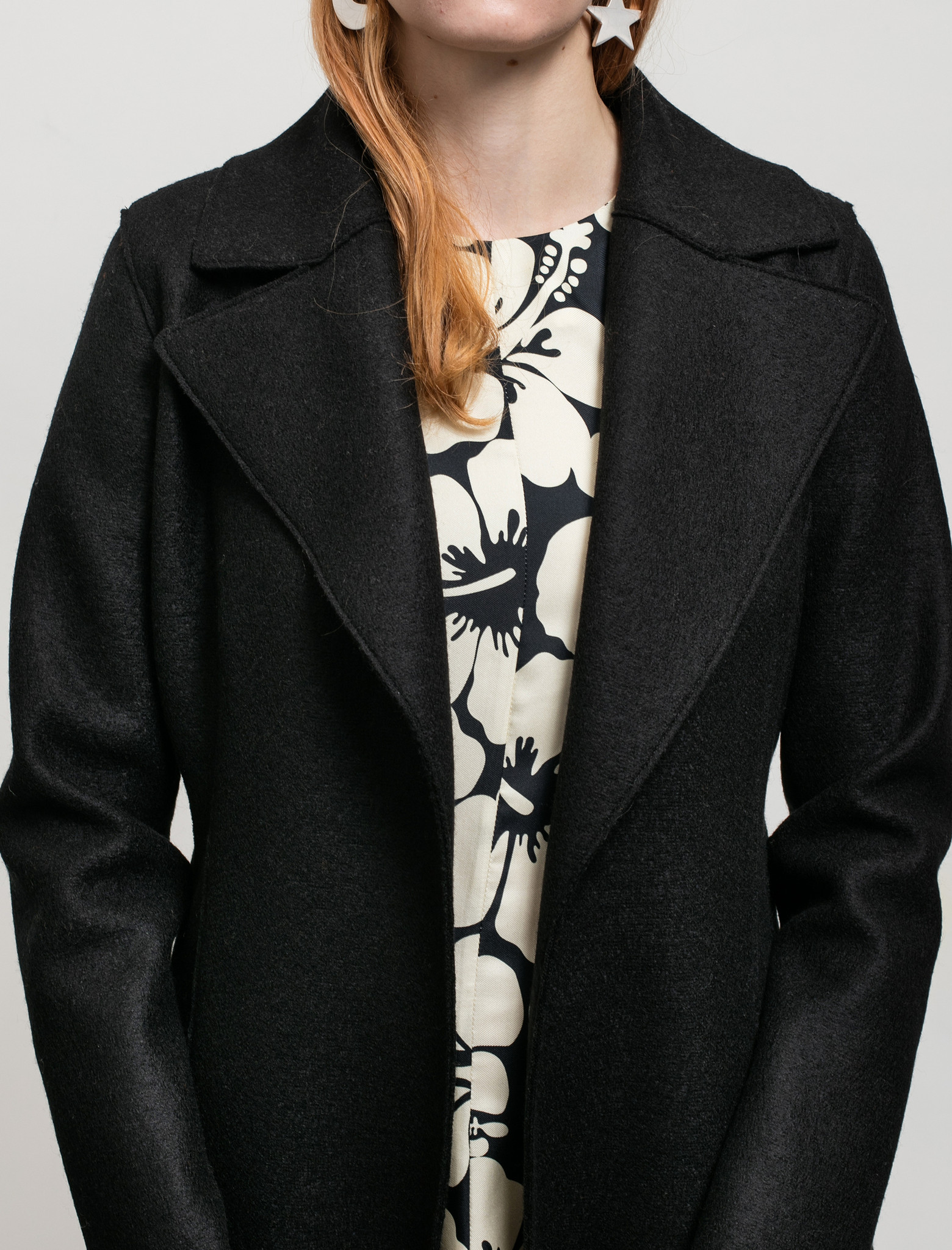 Harris Wharf Womens Long Duster Coat Pressed Wool Black | Garmentory